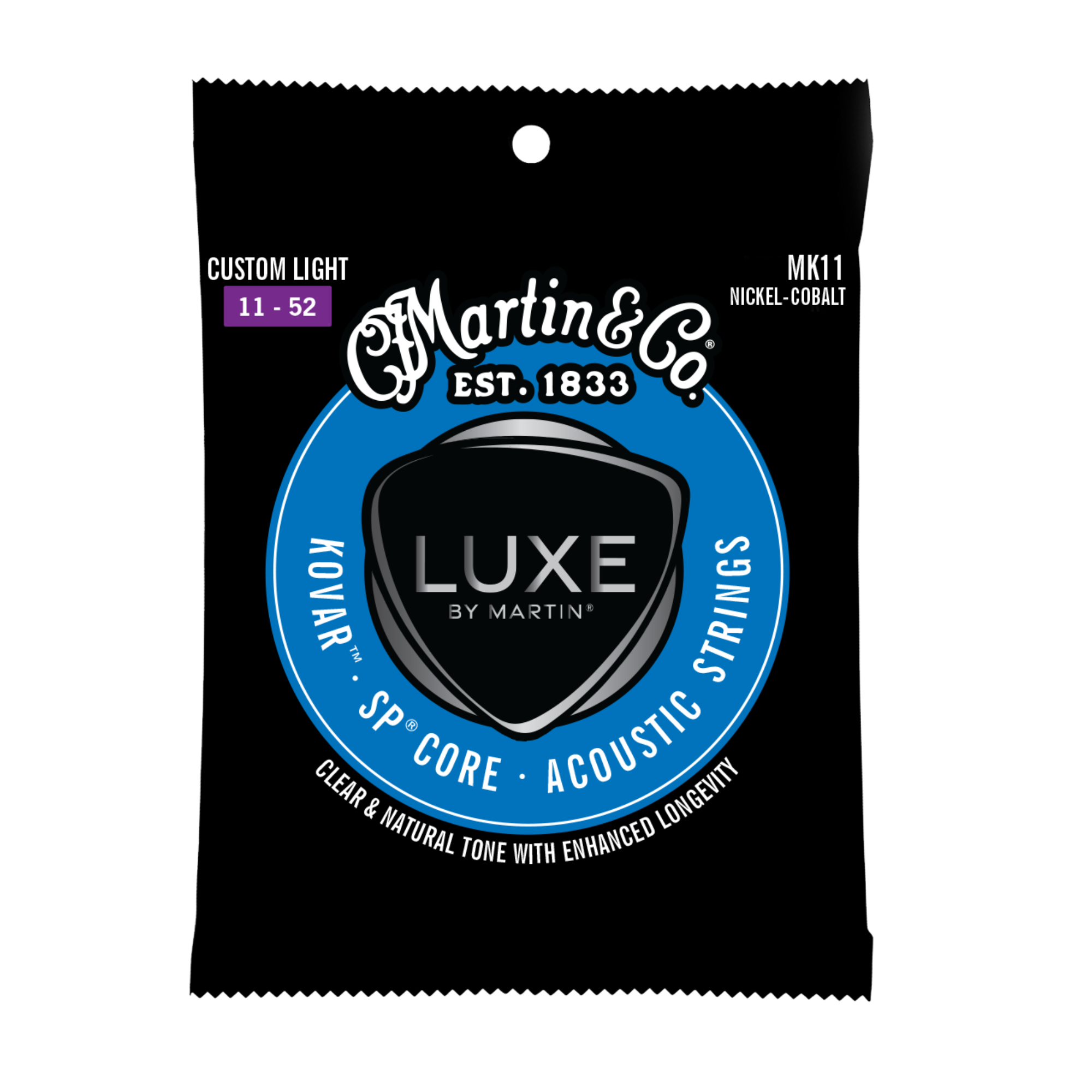 Martin Luxe Kovar Nickel-Cobalt Acoustic Guitar Strings, Custom Light