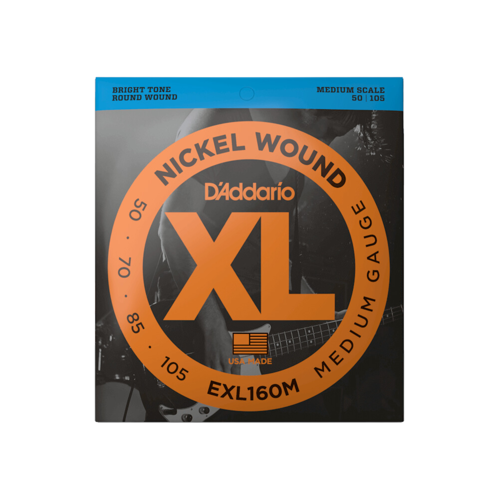 D'Addario Medium XL Nickel Wound Bass Guitar Strings, 50-105 Medium Sc