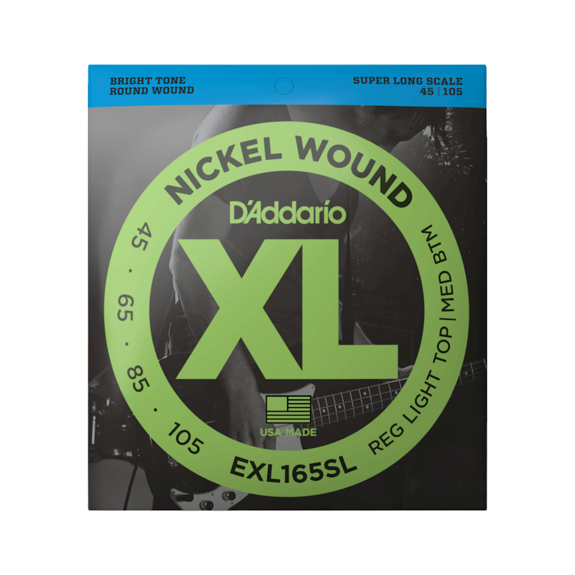 D'Addario XL Light Top/Medium Bottom Bass Strings, 45-105, Super Long