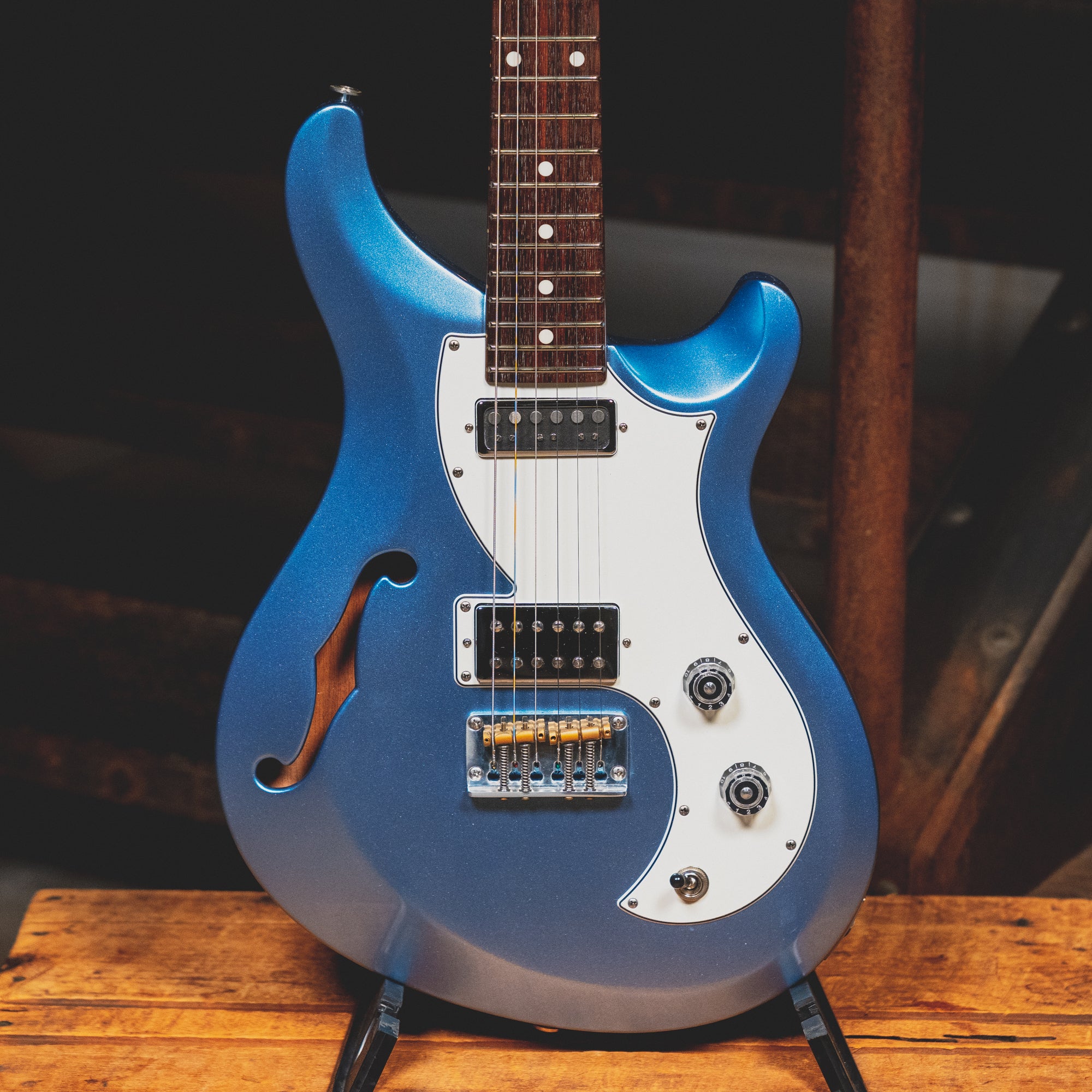 2019 PRS S2 Vela Semi-Hollow Electric Guitar, Frost Blue Metallic w/Ba