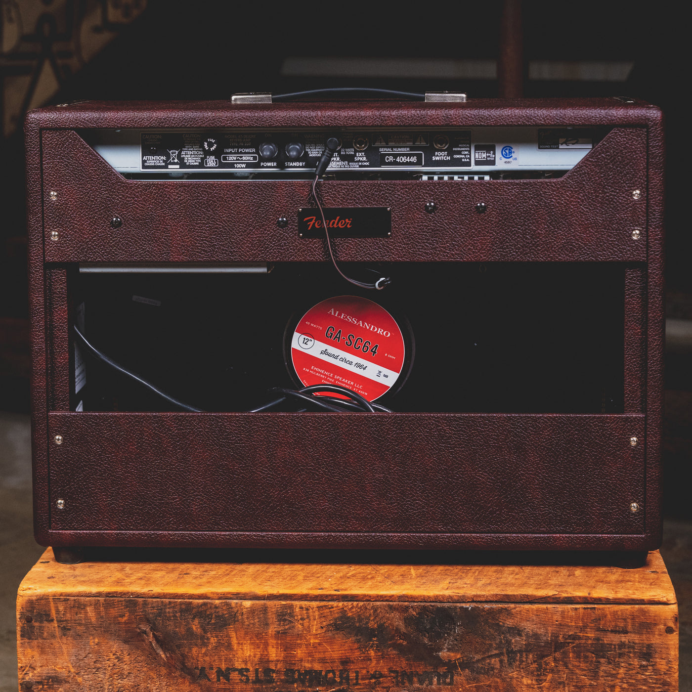2022 Fender '65 Deluxe Reverb 1x12 Tube Combo Amplifier, Burgundy Tole