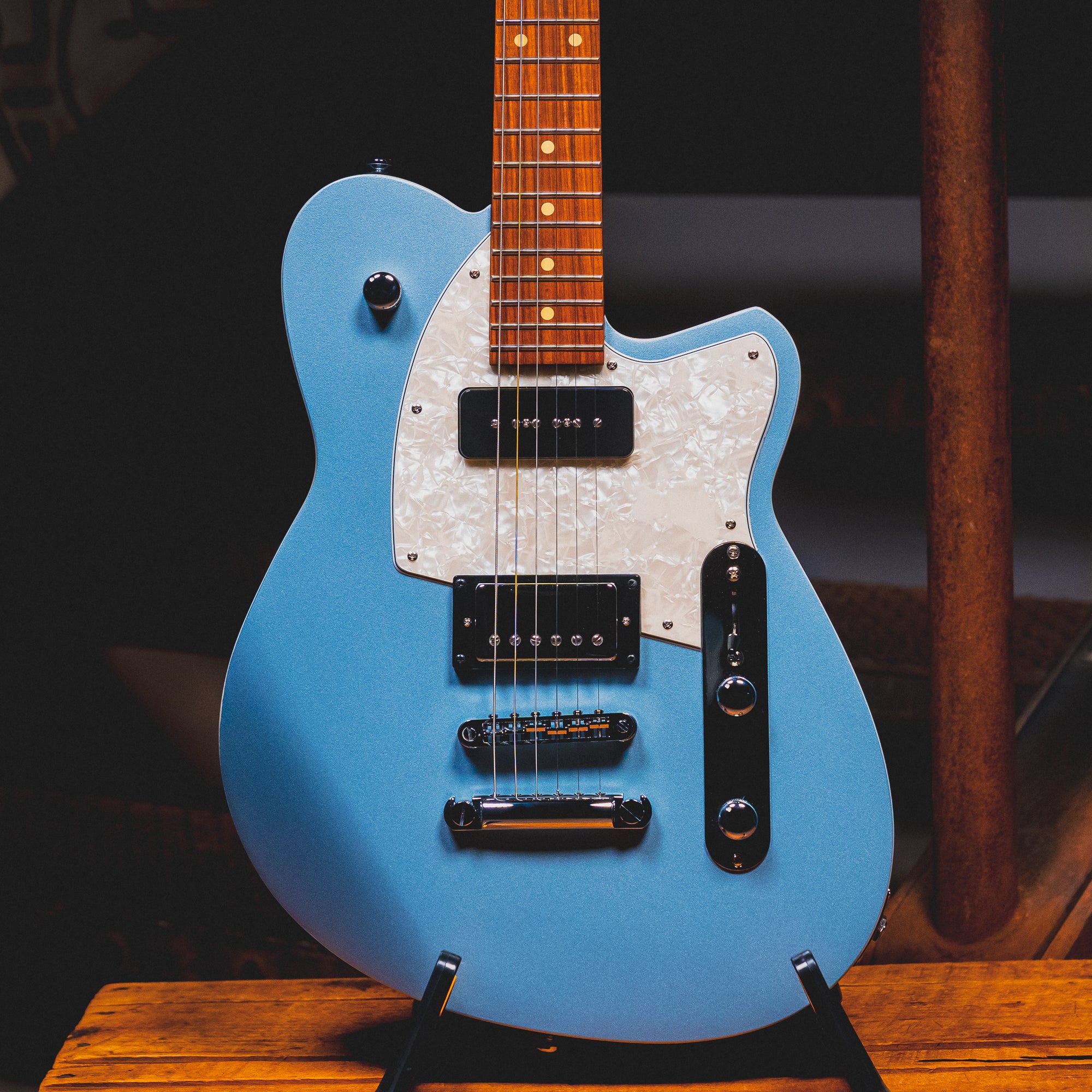 2019 Reverend Double Agent Electric Guitar, Metallic Silver Freeze w/