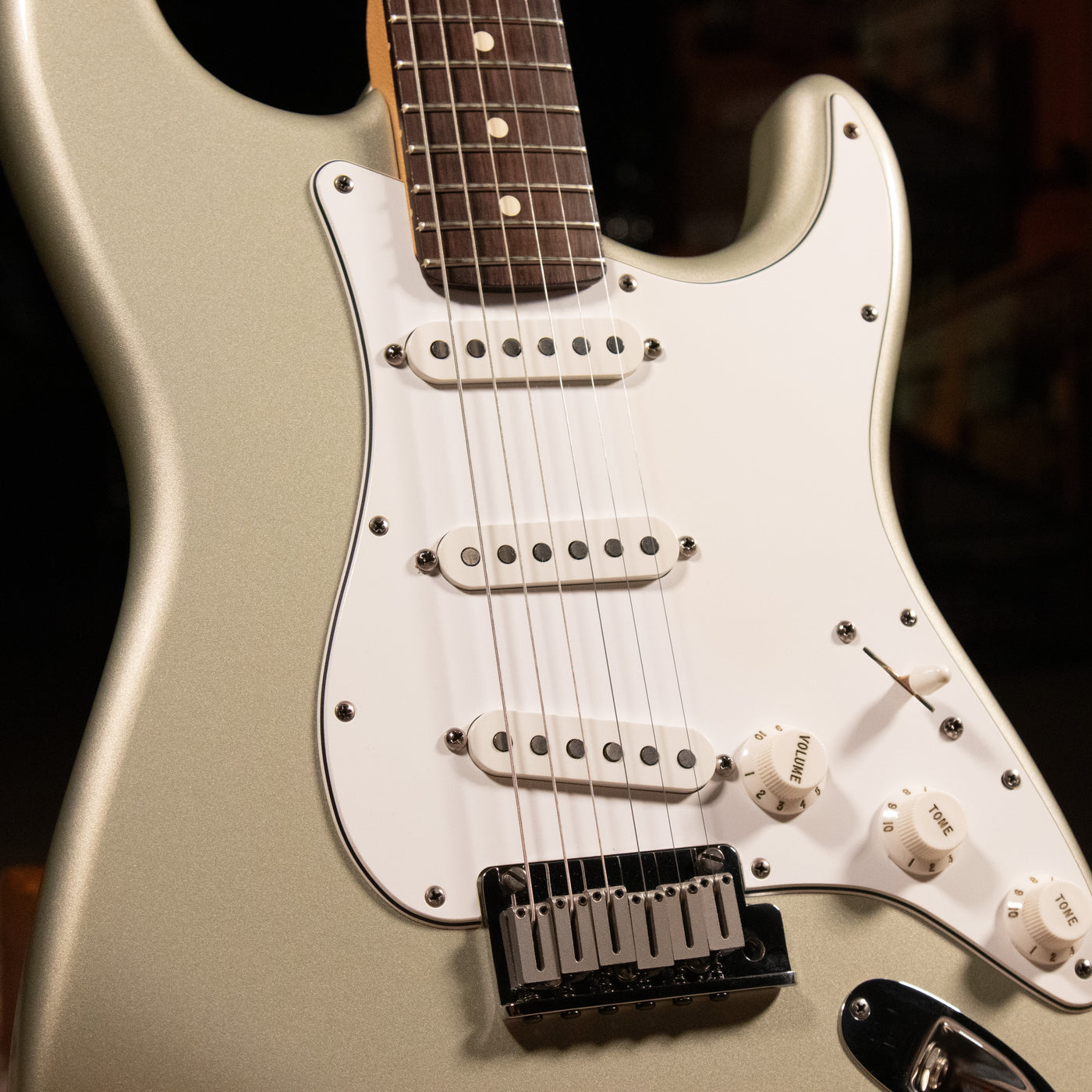 1998 Fender American Standard Stratocaster Electric Guitar, Inca Silve