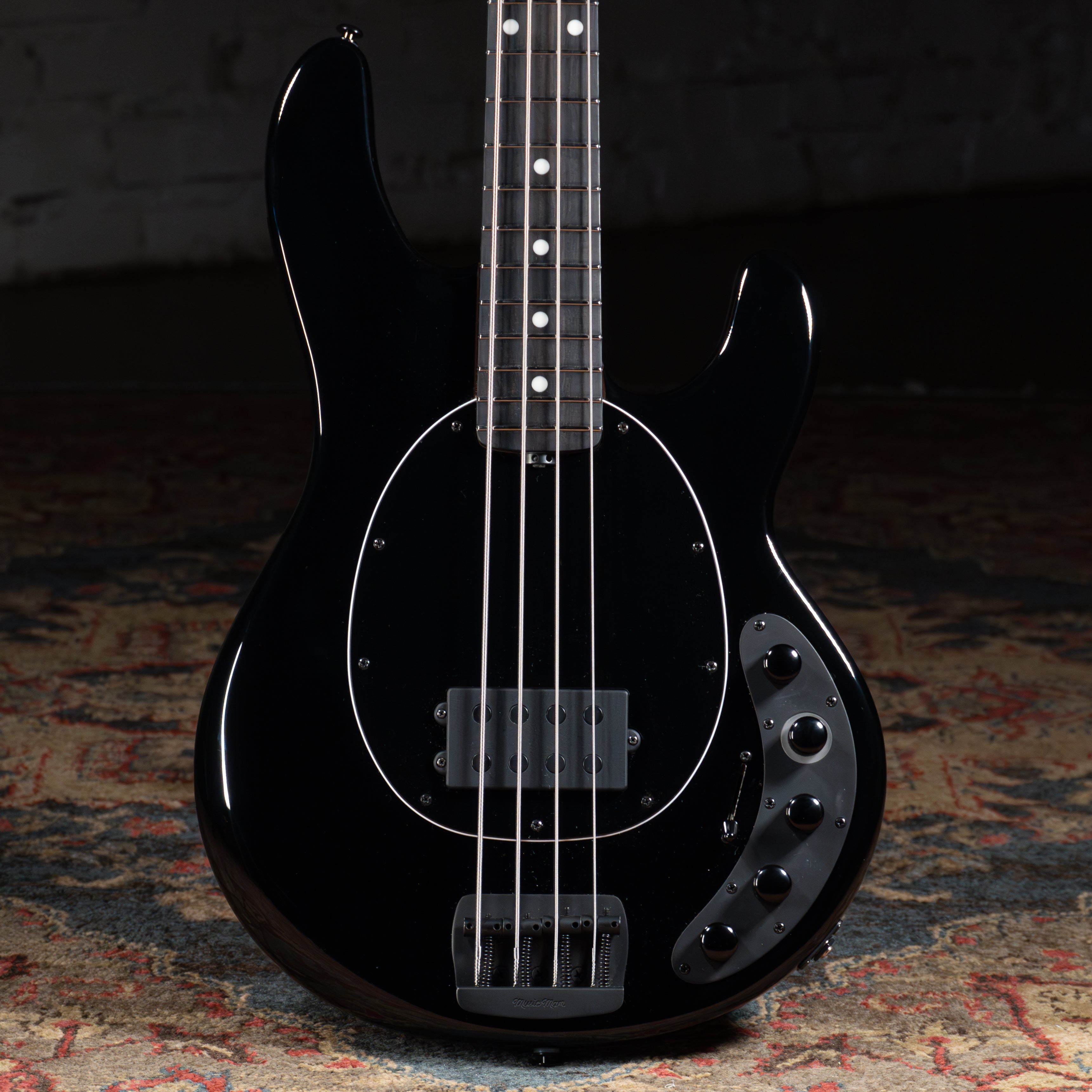 2024 Music Man Dark Ray Bass Guitar, Obsidian Black w/Soft Case - Used