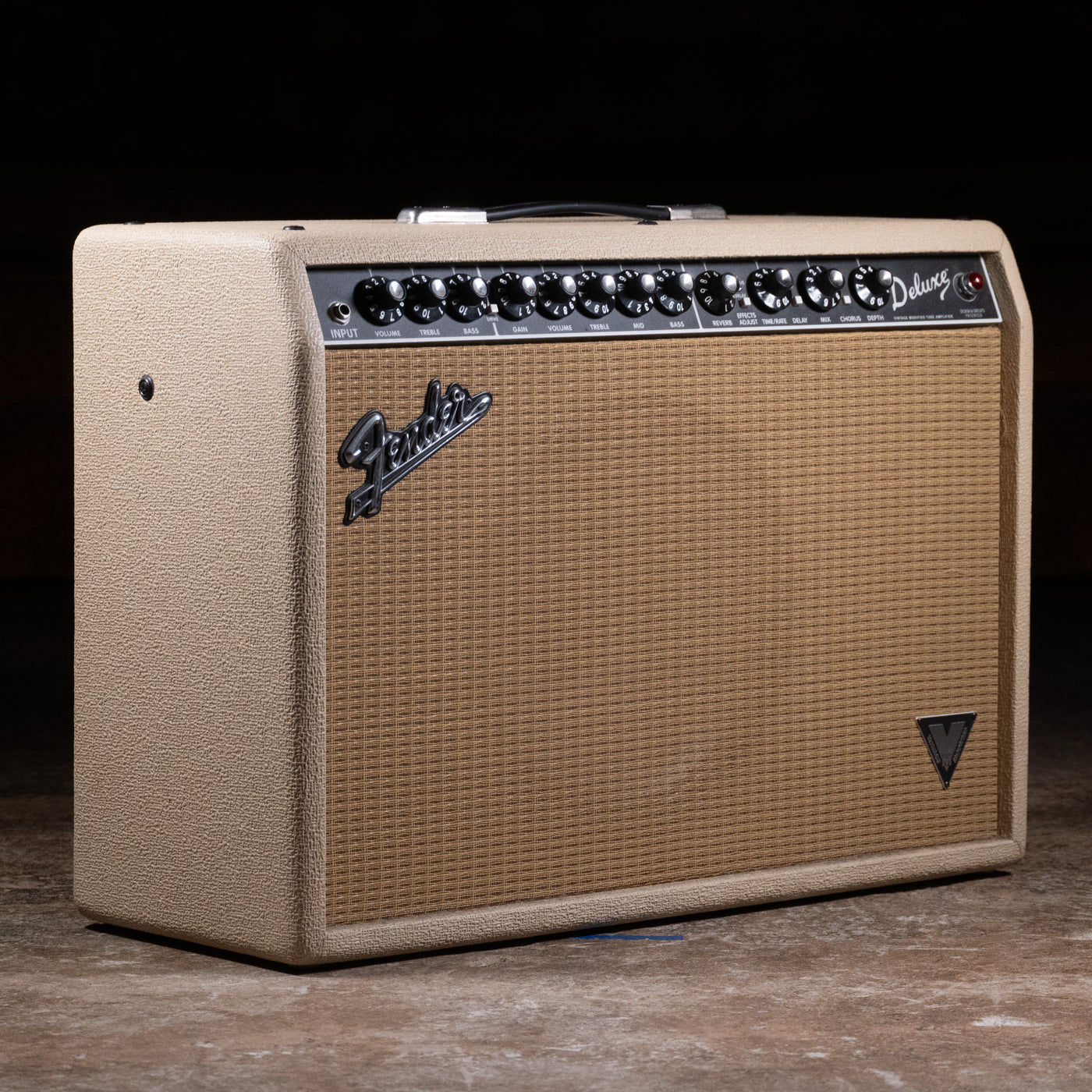 Fender Deluxe Vintage Modified Combo Guitar Amplifier, Blonde w/ Foot