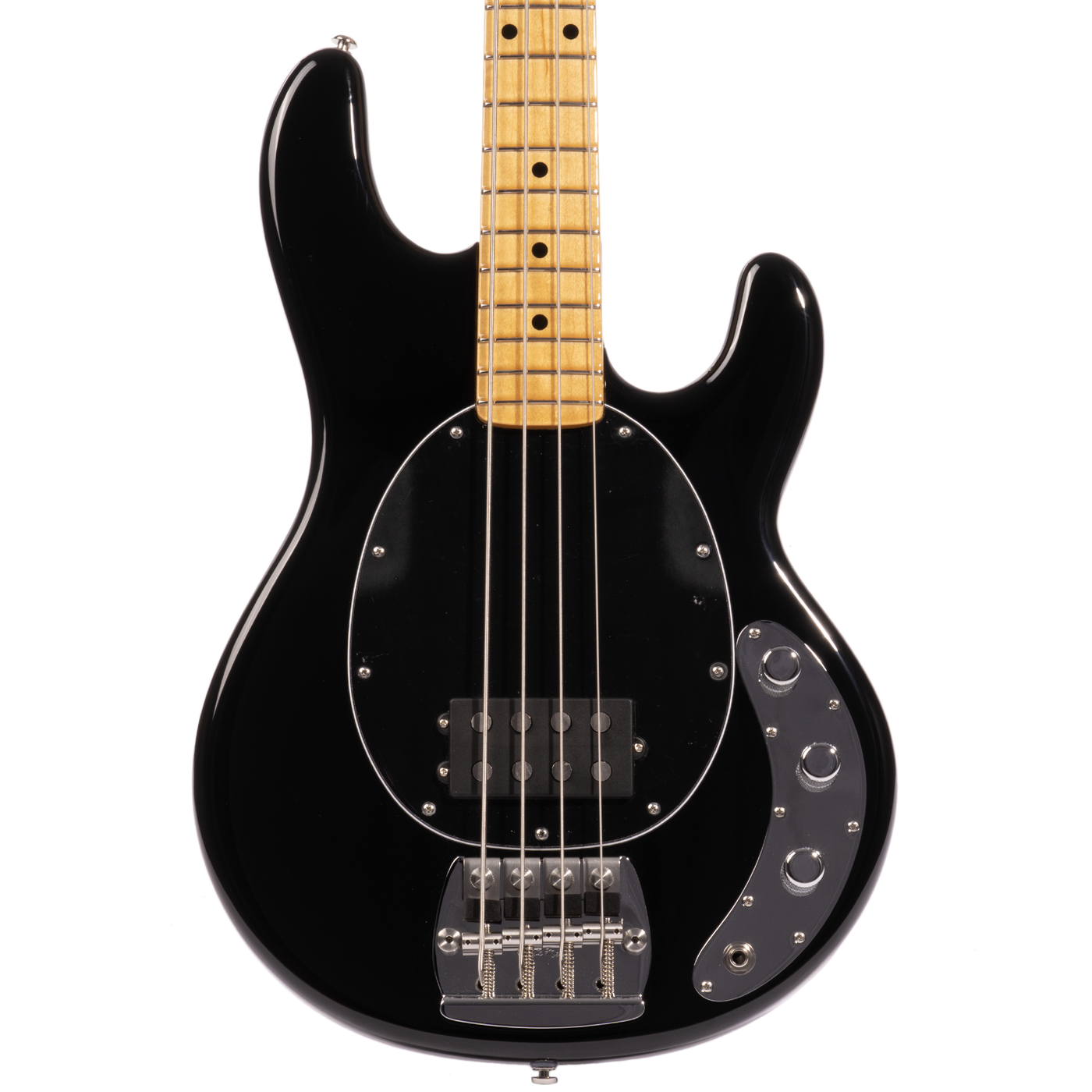 Music Man Retro ‘70s Stingray 4 String Bass Guitar, Black w/Mono Soft
