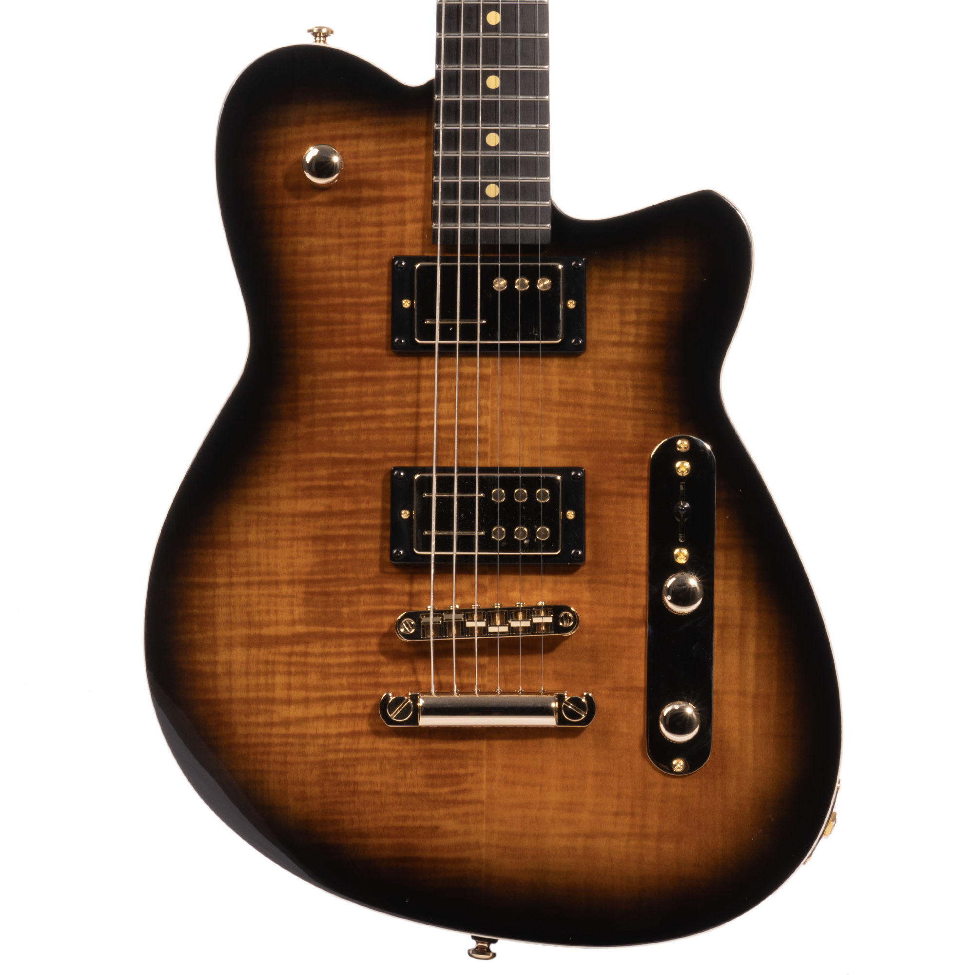 Reverend Charger RA FM Electric Guitar, Ebony Fingerboard, Coffee Burs