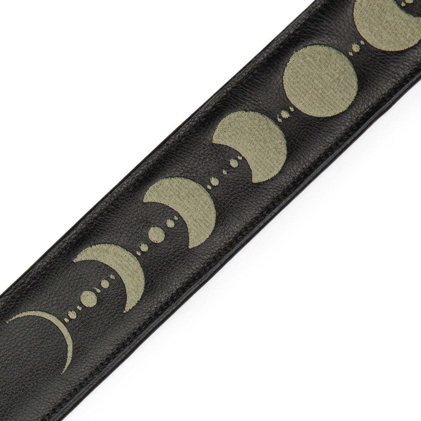 Levy's 2.5" Black Padded Garment Leather Guitar Strap With Green Embro