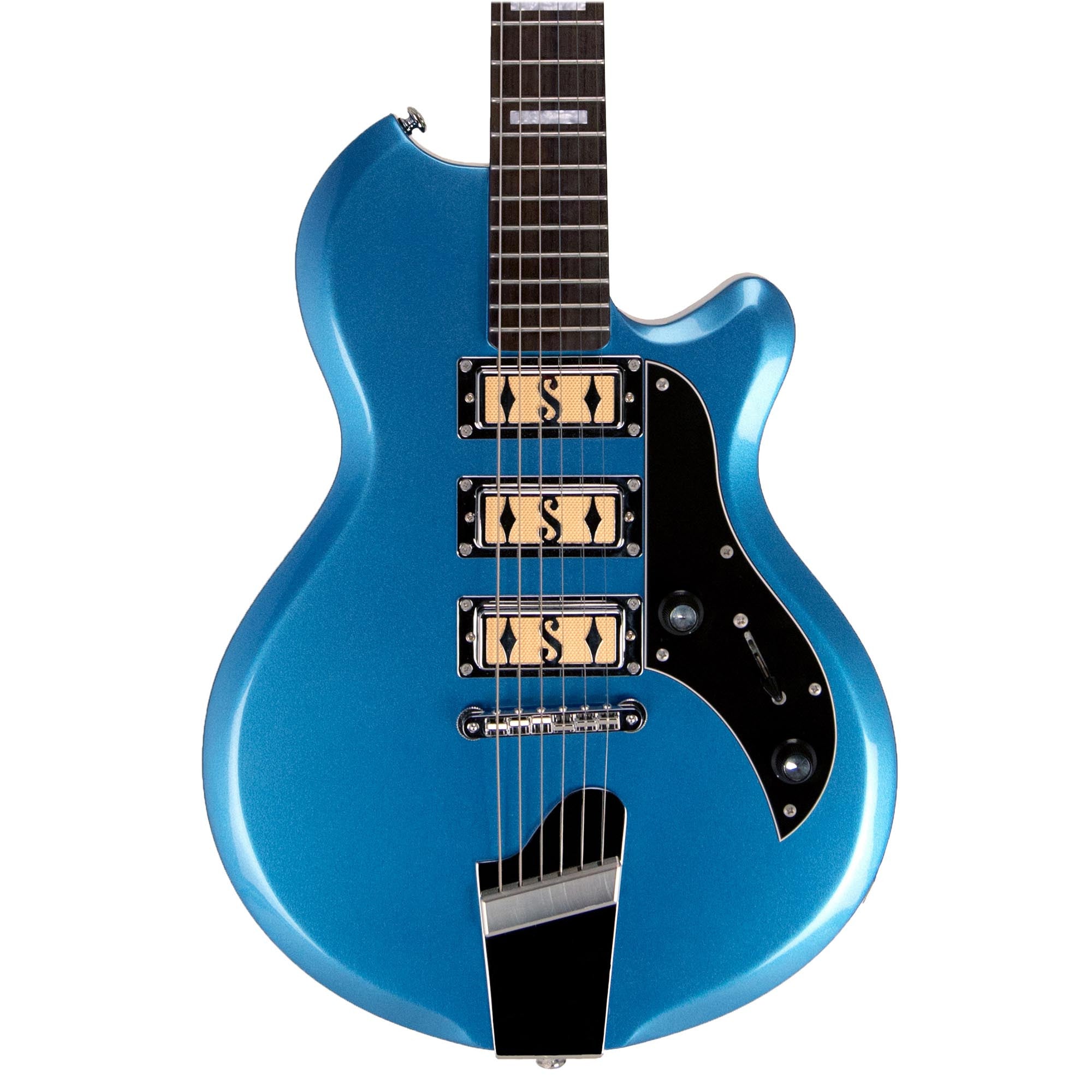 Supro Island Series Hampton Guitar - Triple Pickup - Ocean Blue Metall